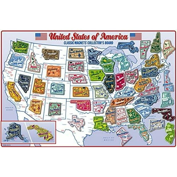 Premium 51-Piece State Refrigerator Magnet Collector's Set with Metal ...