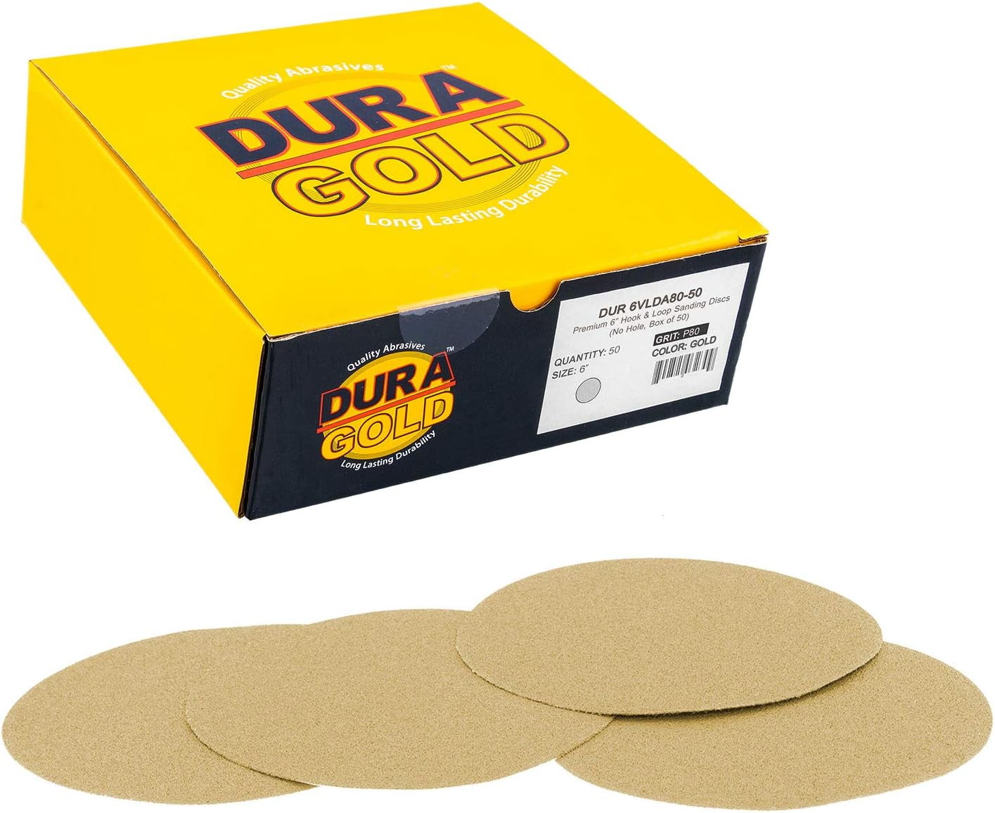 Premium 6 Inch Hook and Loop Sanding Discs, 80 Grit, 50-Pack ...