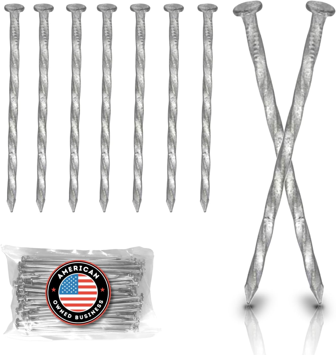 Premium 6-Inch Turf Nails, Landscape Stakes, Spiral Metal Galvanized ...