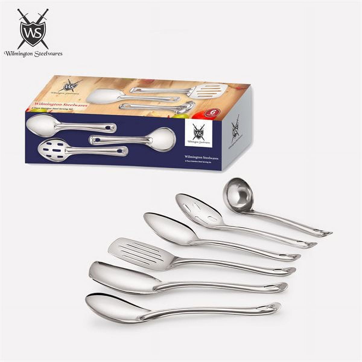 Premium 6 Piece 9" Stainless Steel Cooking & Serving Spoon Set ...