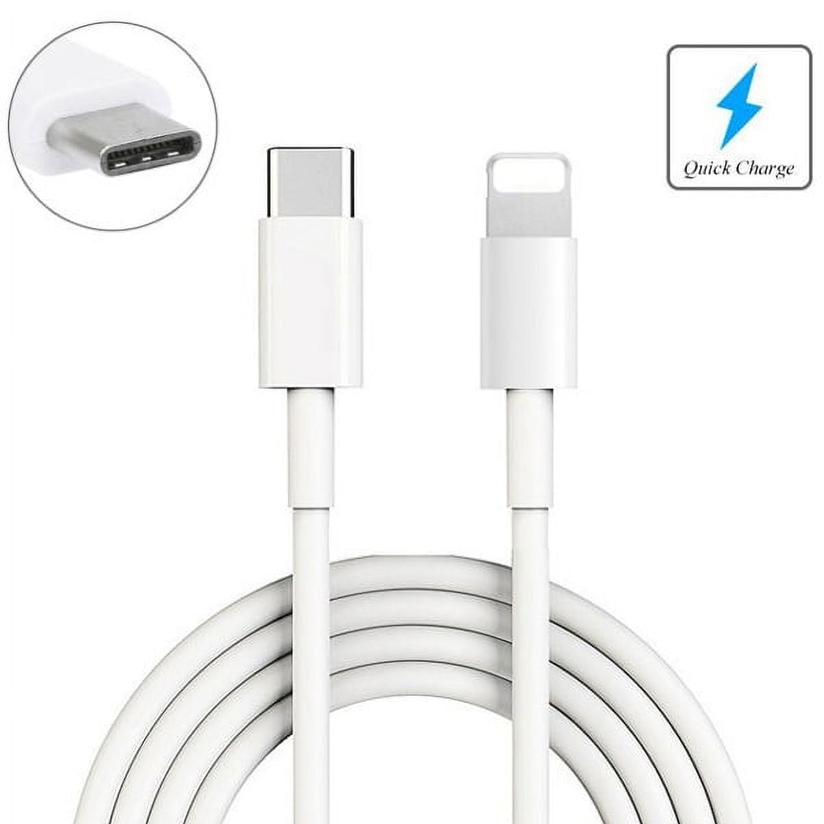 Premium 6ft Long TPE Type-C to iPhone Cable White for Verizon iPhone 7 ...
