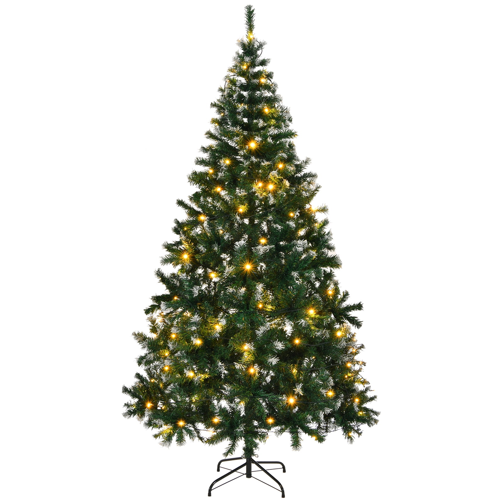 Premium 7 FT Christmas Tree Pre-Lighted with Warm Lights, Full Balsam ...