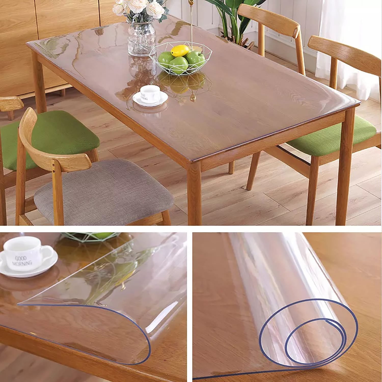 Premium (70" Wide) Clear Plastic Vinyl Pvc Fabric Table Cover Protector ...