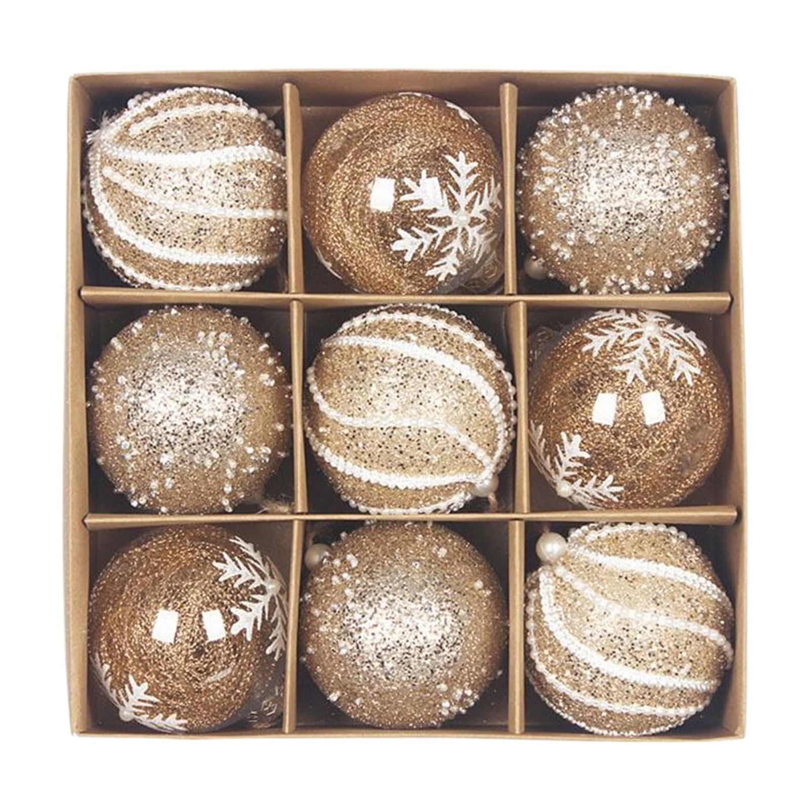 Premium 9 Pack 3.15in Crystal Clear Ornament Spheres with Natural Jute ...