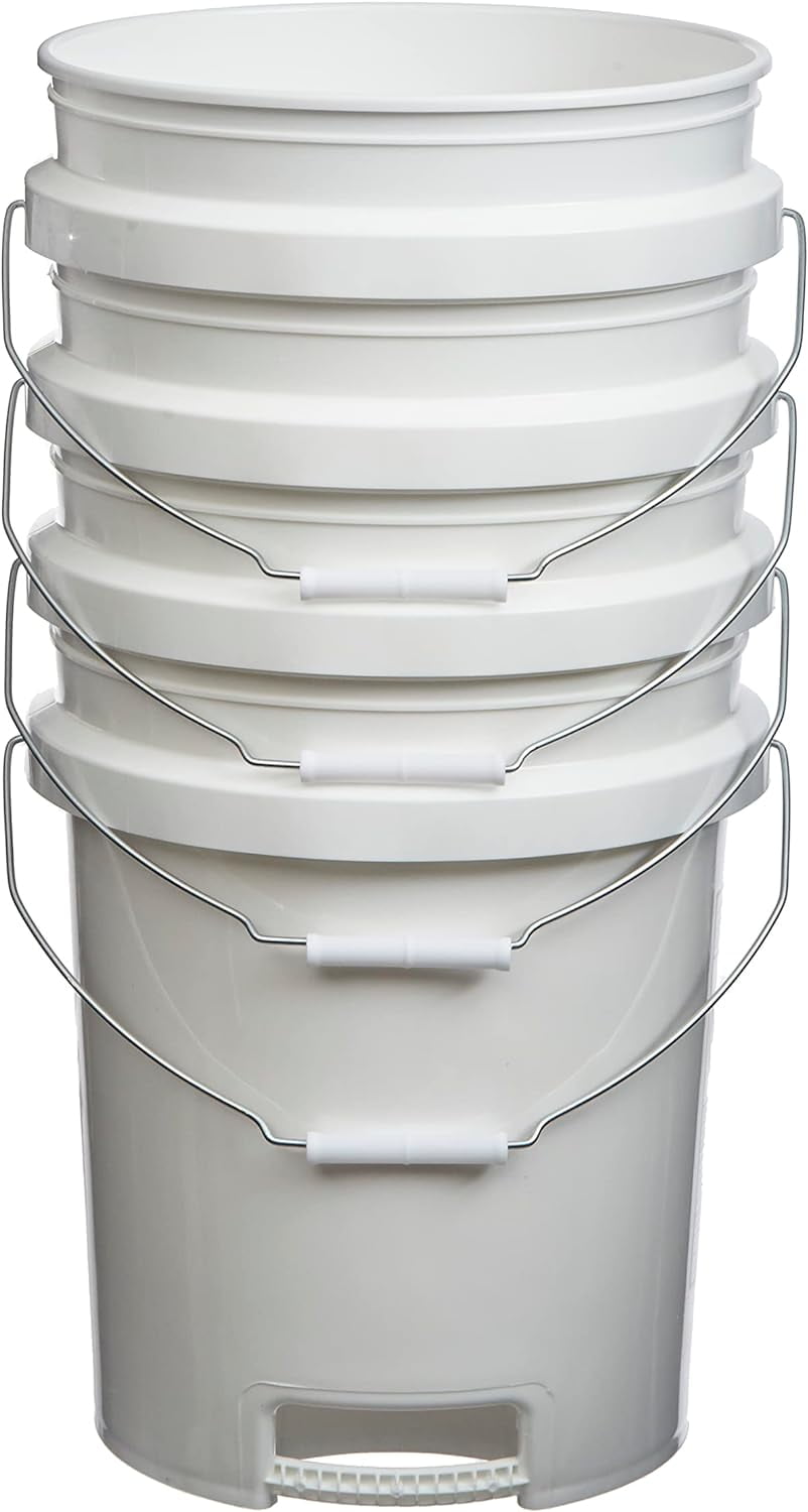 Premium 90 Mil HDPE Bucket with Bottom Grip Handle, 5 Gallon, Multiple ...