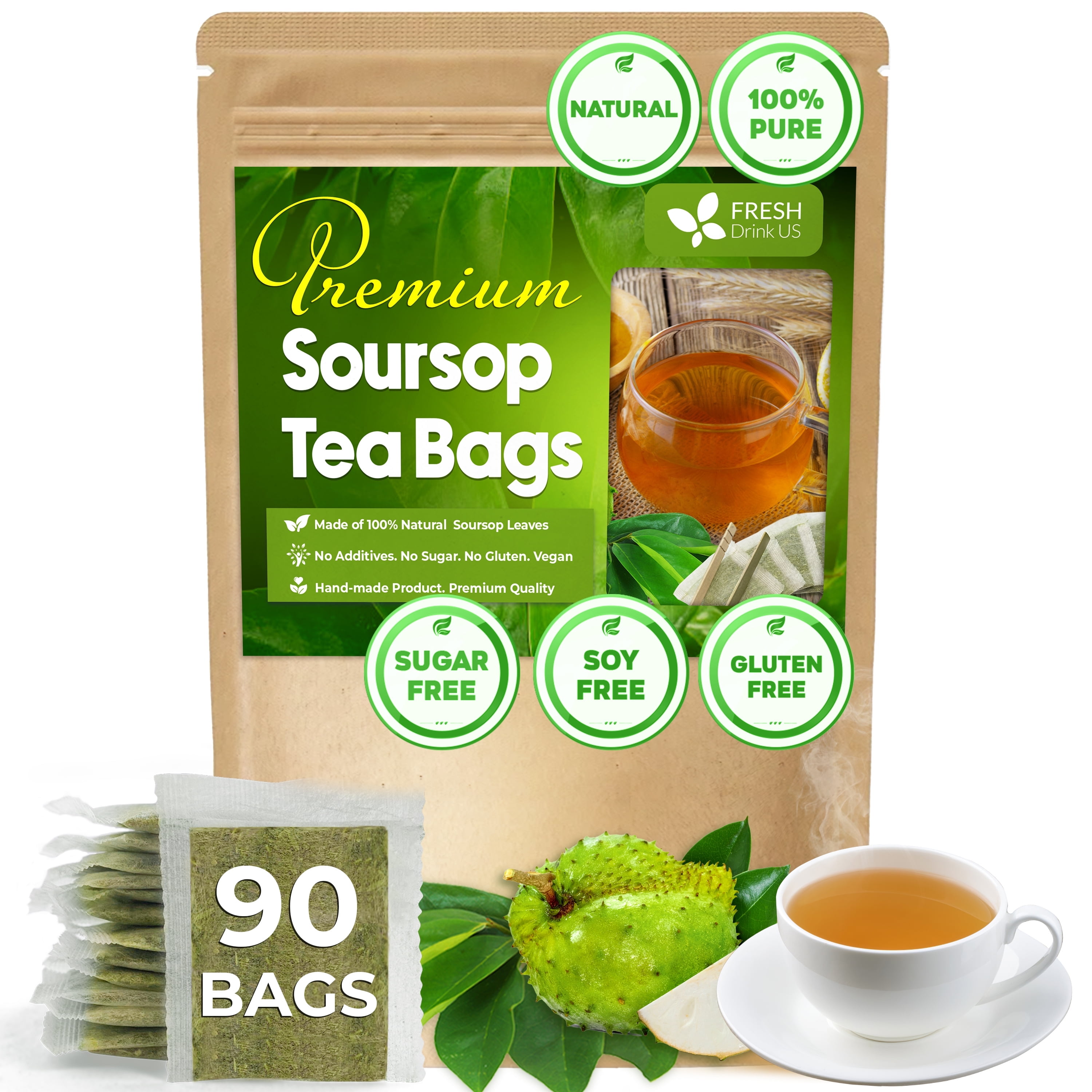 Premium 90 Soursop Graviola Leaf Tea Bags, 100% Natural and Pure from ...