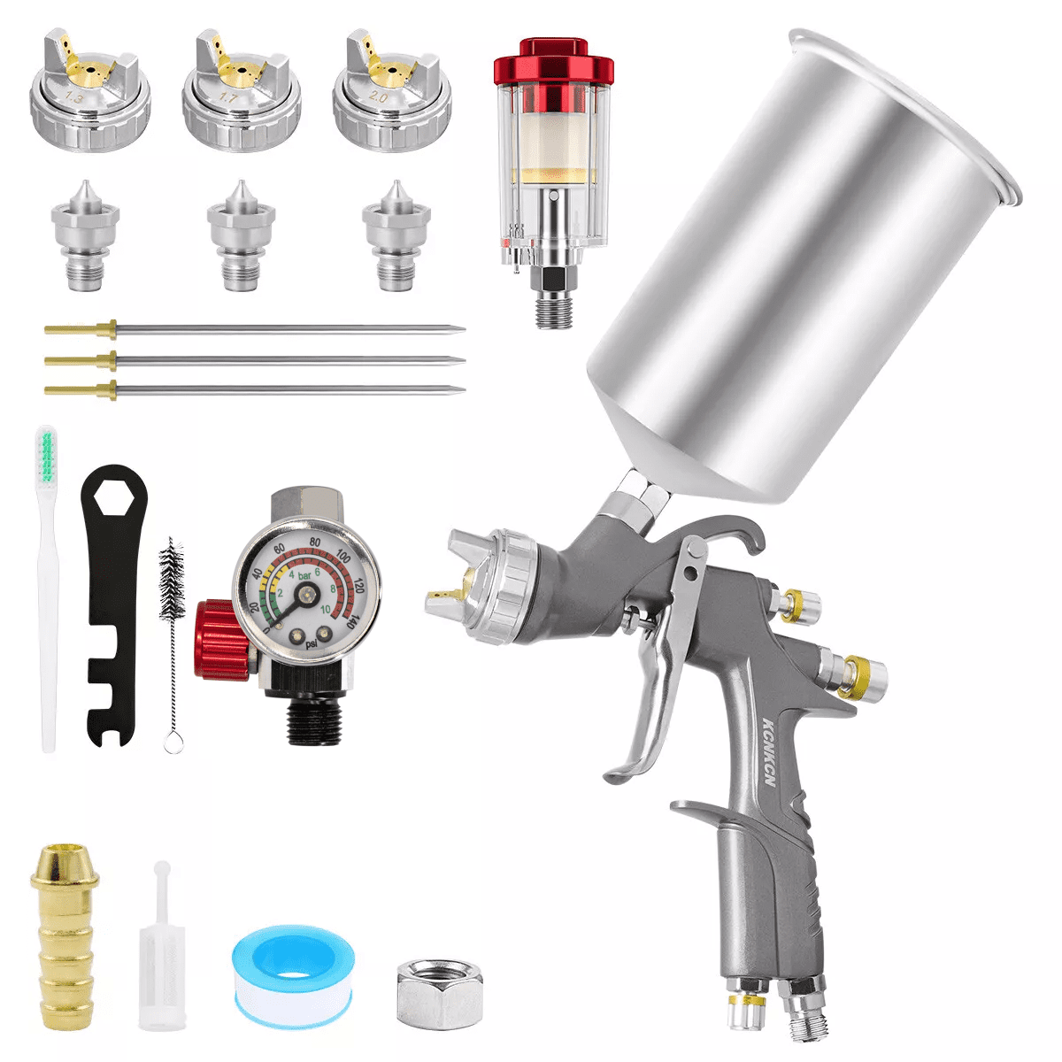 Premium A610 LVLP Air Spray Gun Kit 1.3mm/1.7/2.0mm D1 Car Painting Gun ...