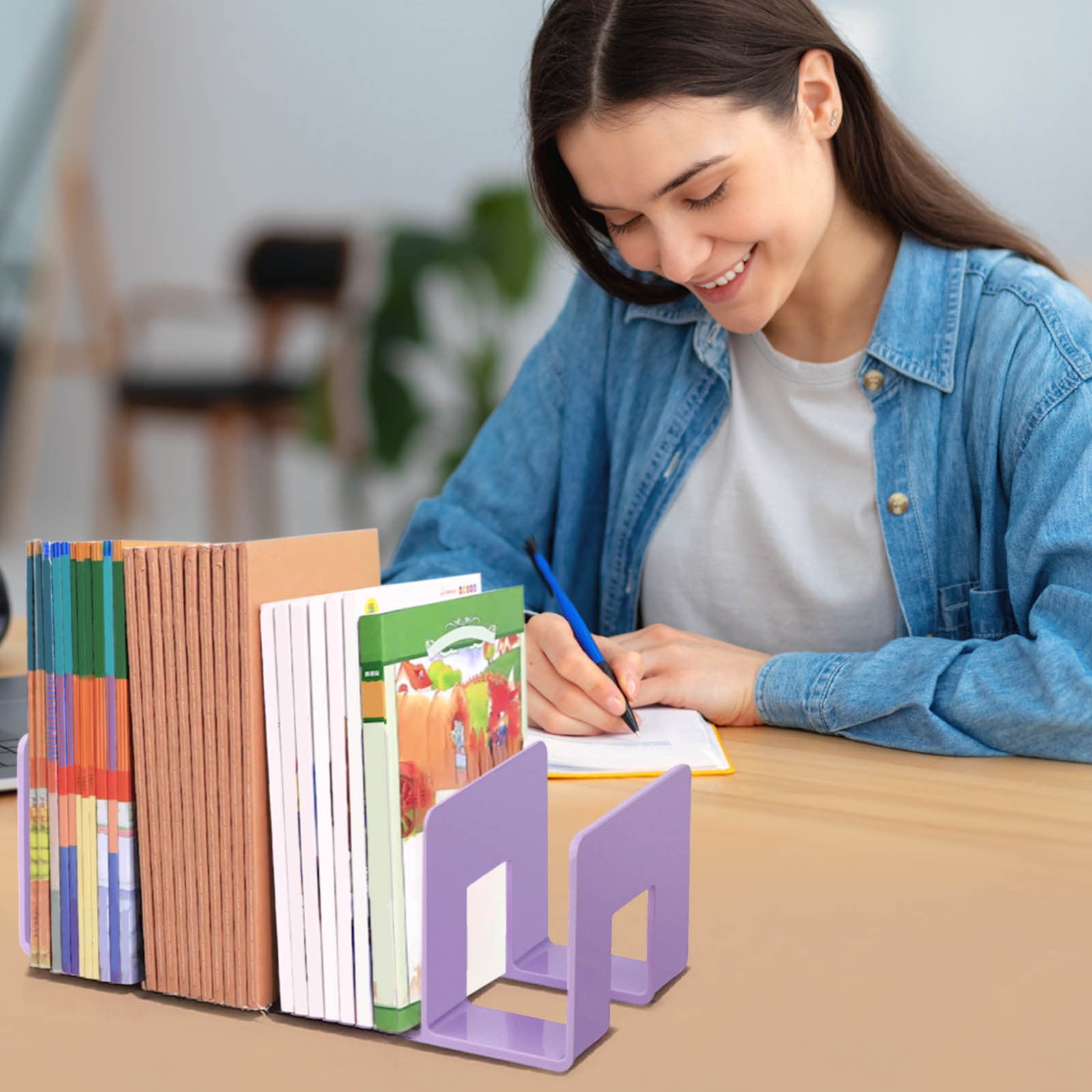 Premium ABS Bookends Set of 2 - Heavy Duty 4-Section Book Organizer ...