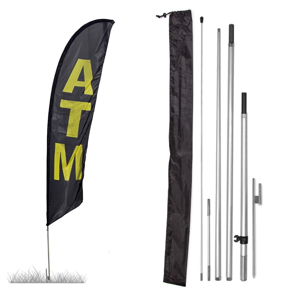 Premium ATM Feather Flag Kit - Includes 13ft Sectional Aviation Grade ...