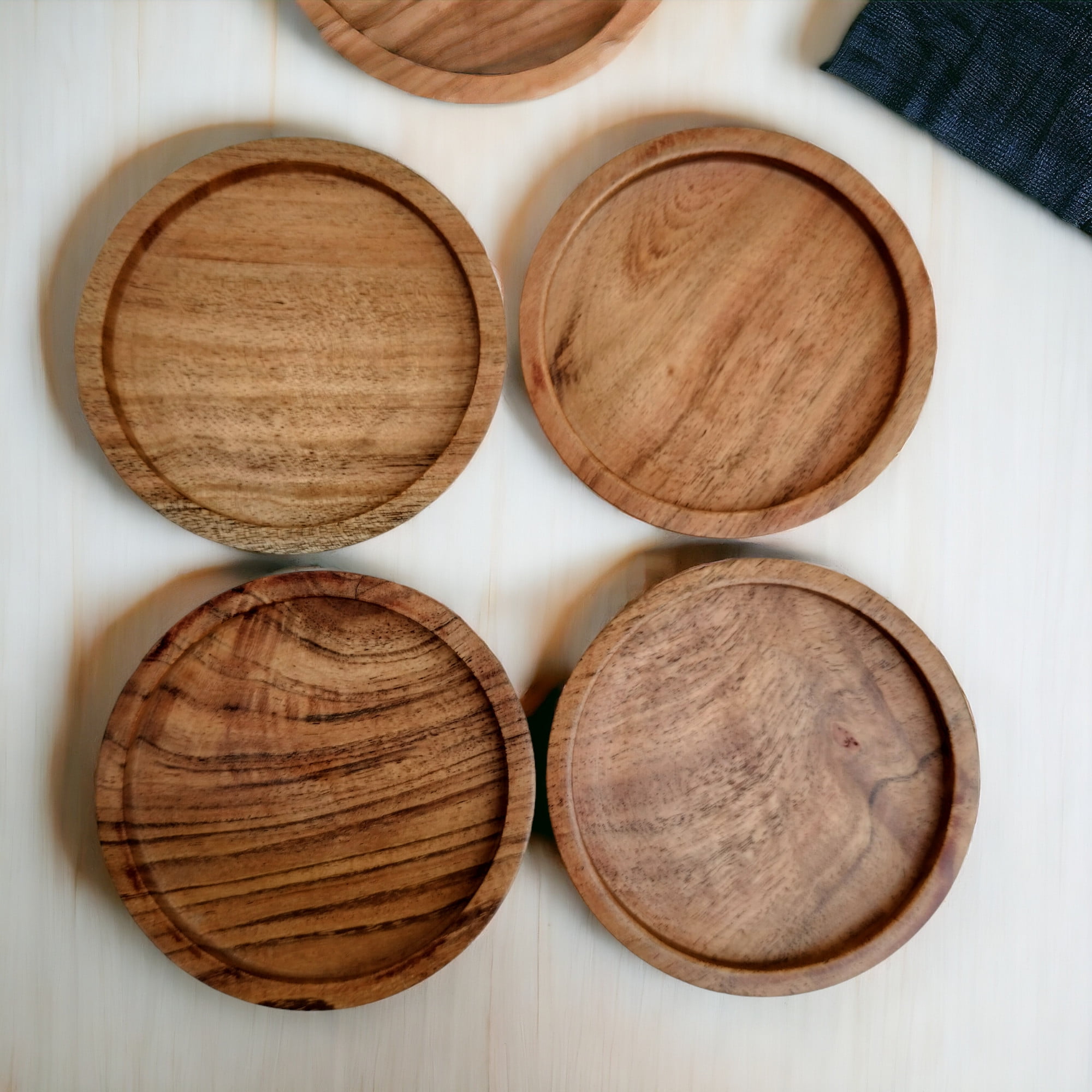 Premium Acacia Wood Coasters - Set of 4, 4-inch - Walmart.com