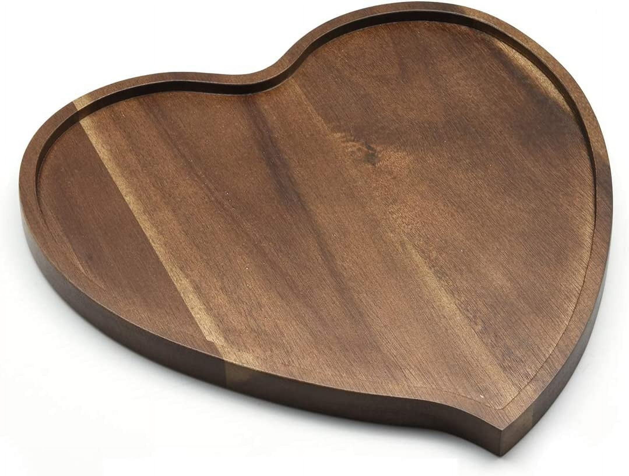Premium Acacia Wood Heart Shape Plate, Romantic Wedding Serving Tray for Snack, Cake, Fruit ...