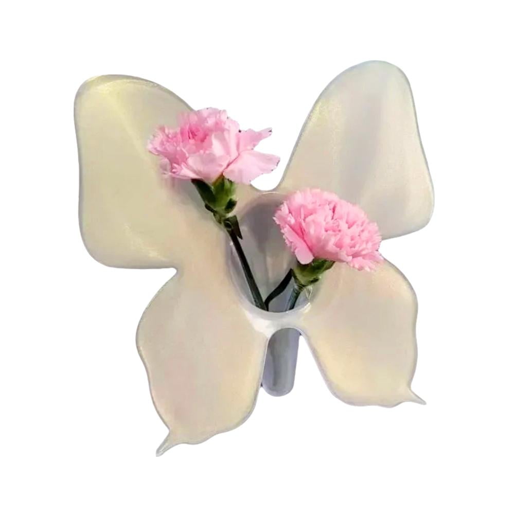 Premium Acrylic Butterfly Vase - Transparent, Golden, Green - 8.6x8.7x0 ...