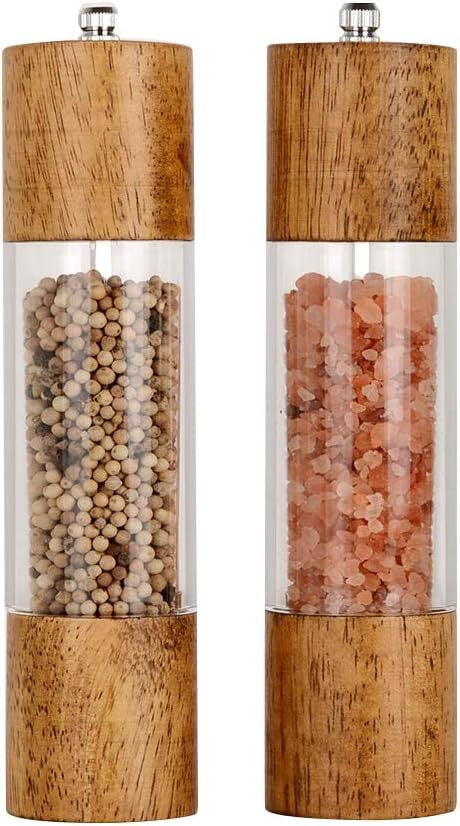Premium Acrylic Salt and Pepper Grinder Set, Manual Salt and Pepper ...