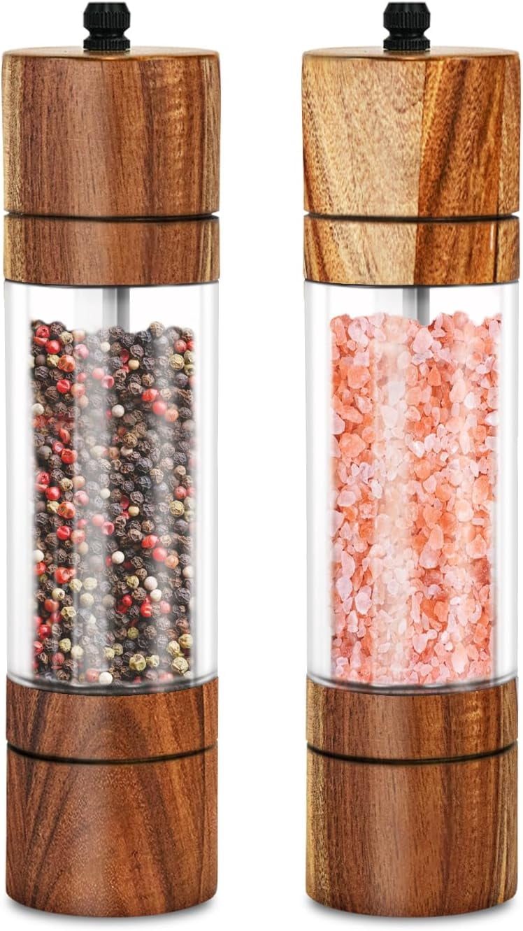 Premium Acrylic Salt and Pepper Grinder Set, Manual Salt and Pepper ...