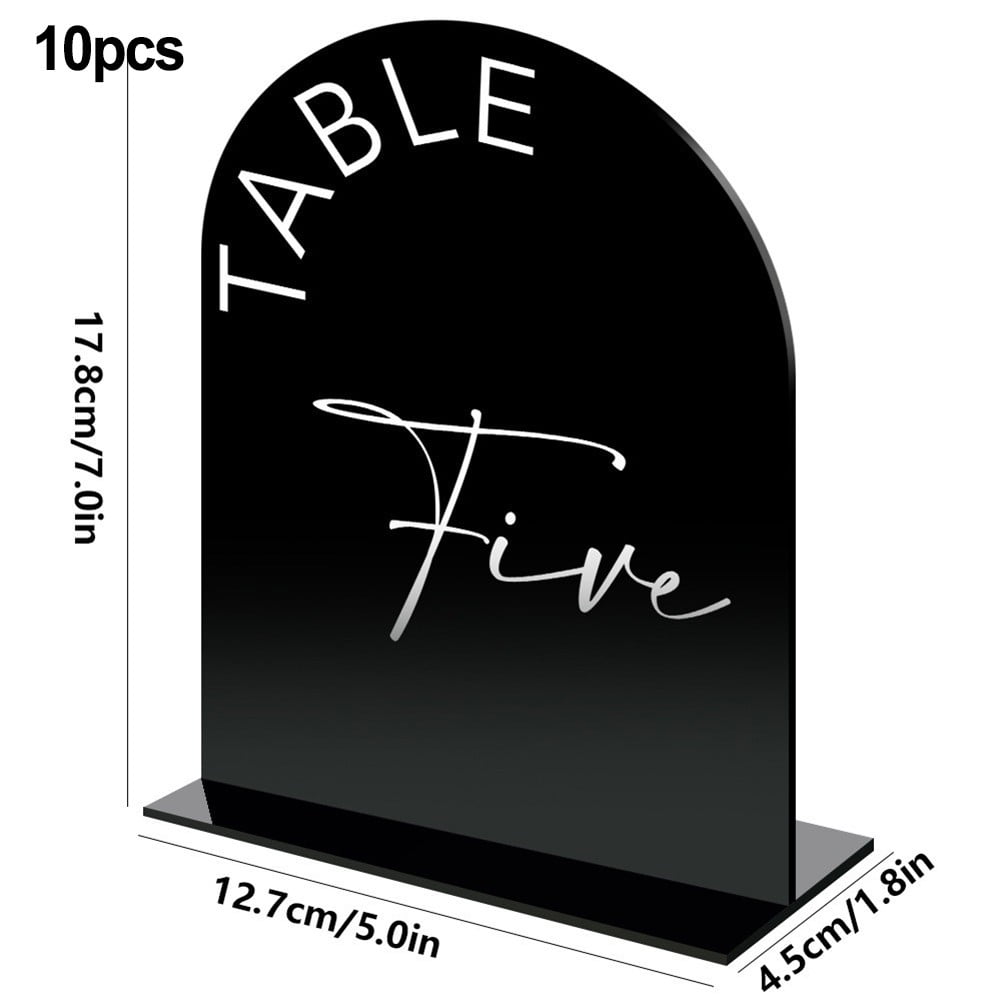 Premium Acrylic Table Numbers with Stands 10 Sets of Mirrored Arch ...