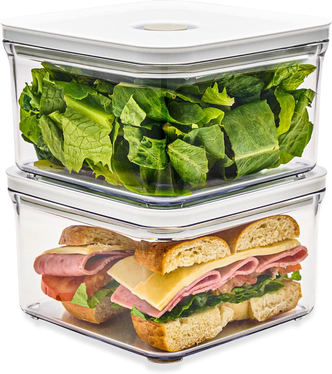 Premium Airtight Food Storage Containers, Square 2PC/Set(1.48qt), Smart One-Click Seal Lid, No ...