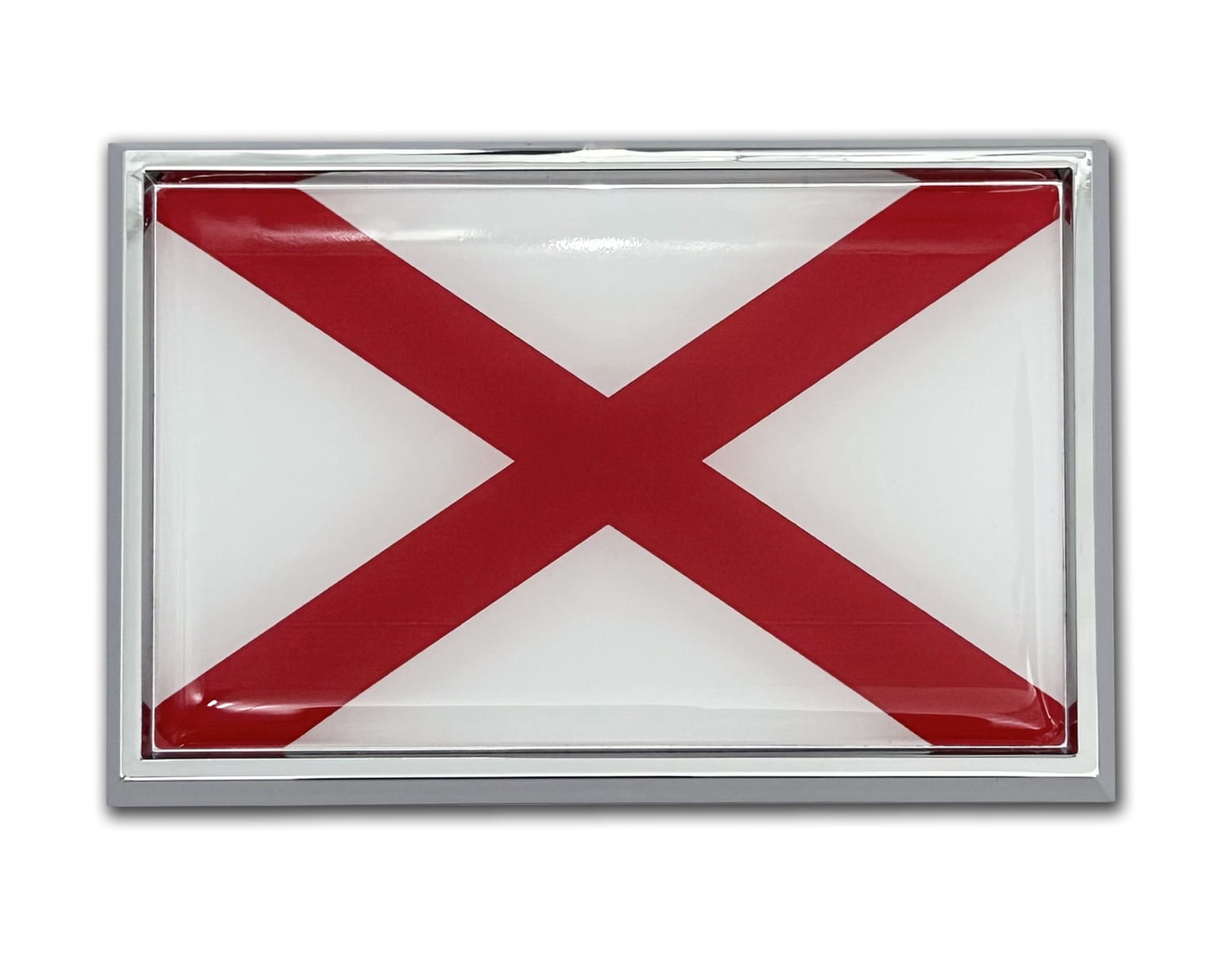 Premium Alabama AL State Flag Crimson Cross All Metal Chrome Emblem for ...