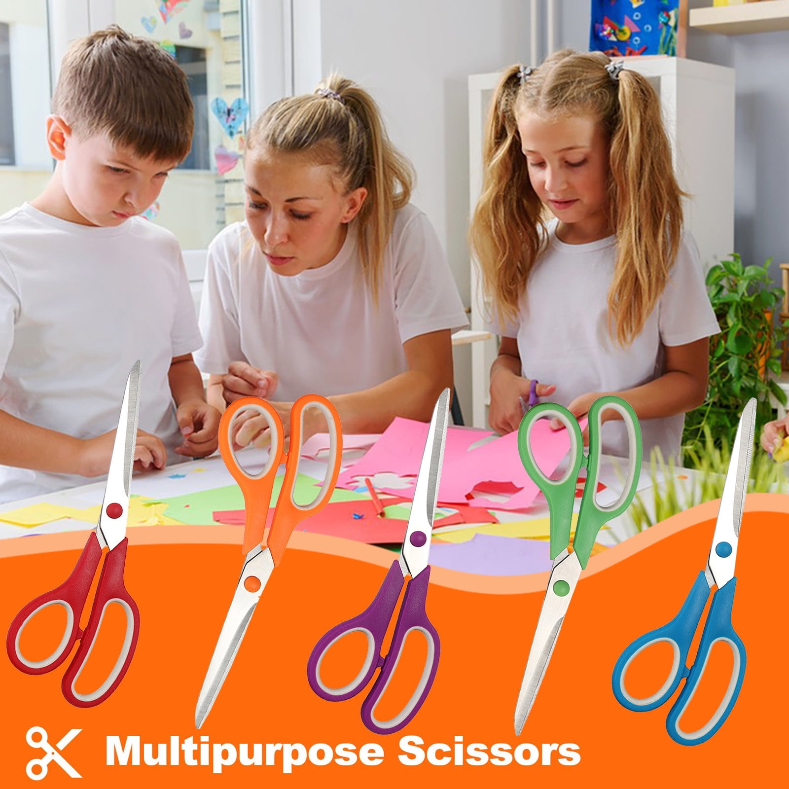 Premium All-Purpose Cutting Scissors - Dual-Grip Comfort Handle For ...