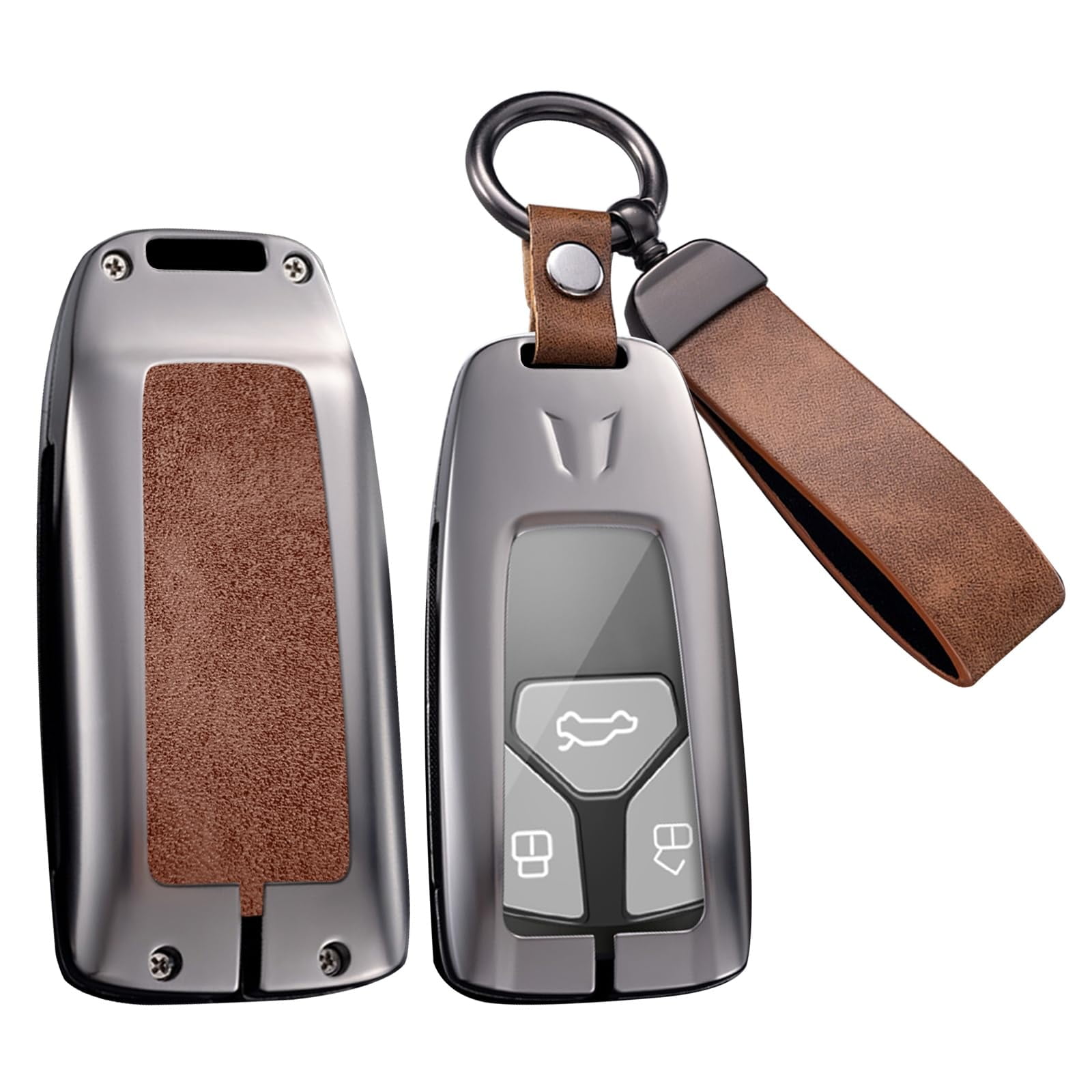 Premium Alloy & Leather Key Fob Case for Audi A4 S4 RS4 B9 A5 F5 S5 RS5 ...