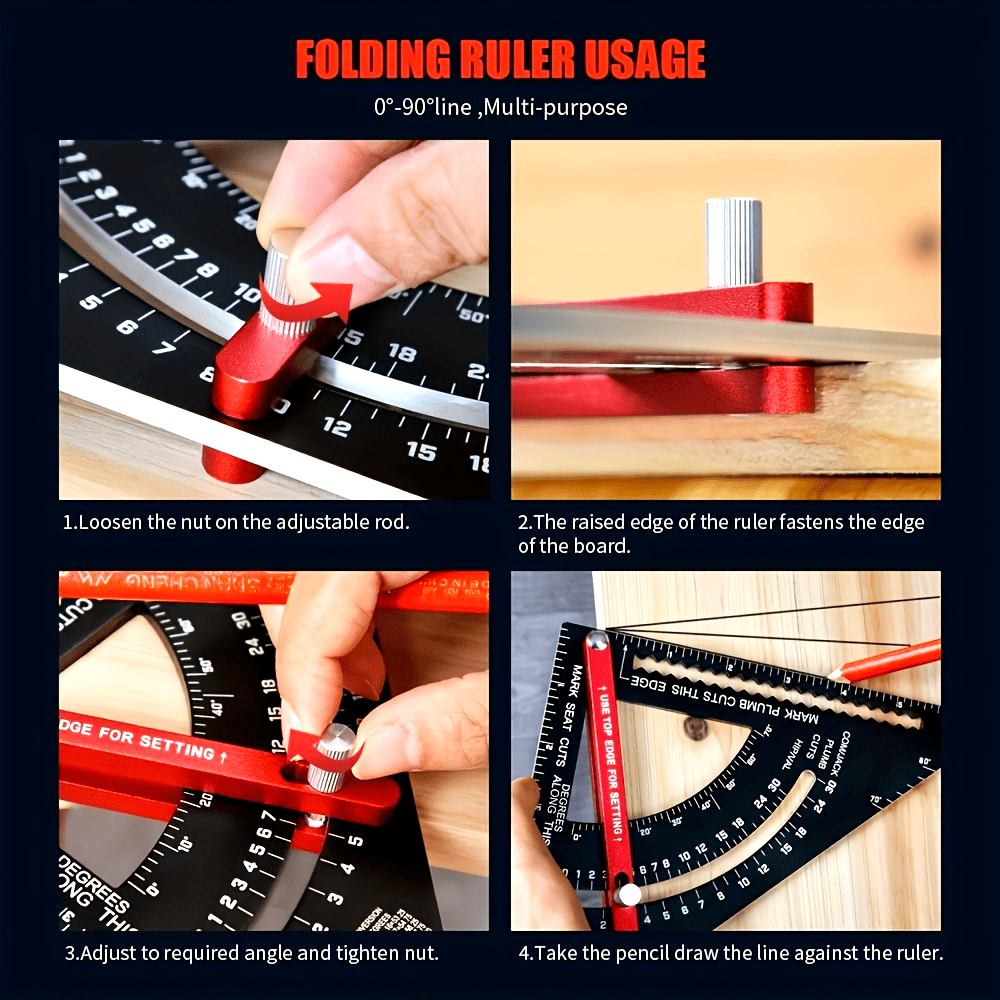 Premium Aluminum Alloy Triangle Angle Protractor & Speed Square ...