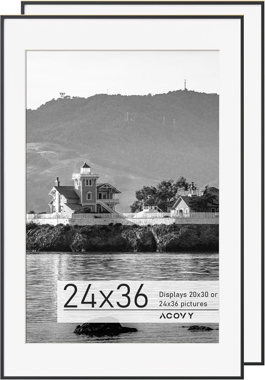 Premium Aluminum Picture Frame - 24x36 with Mat for 20x30, HD Tempered ...