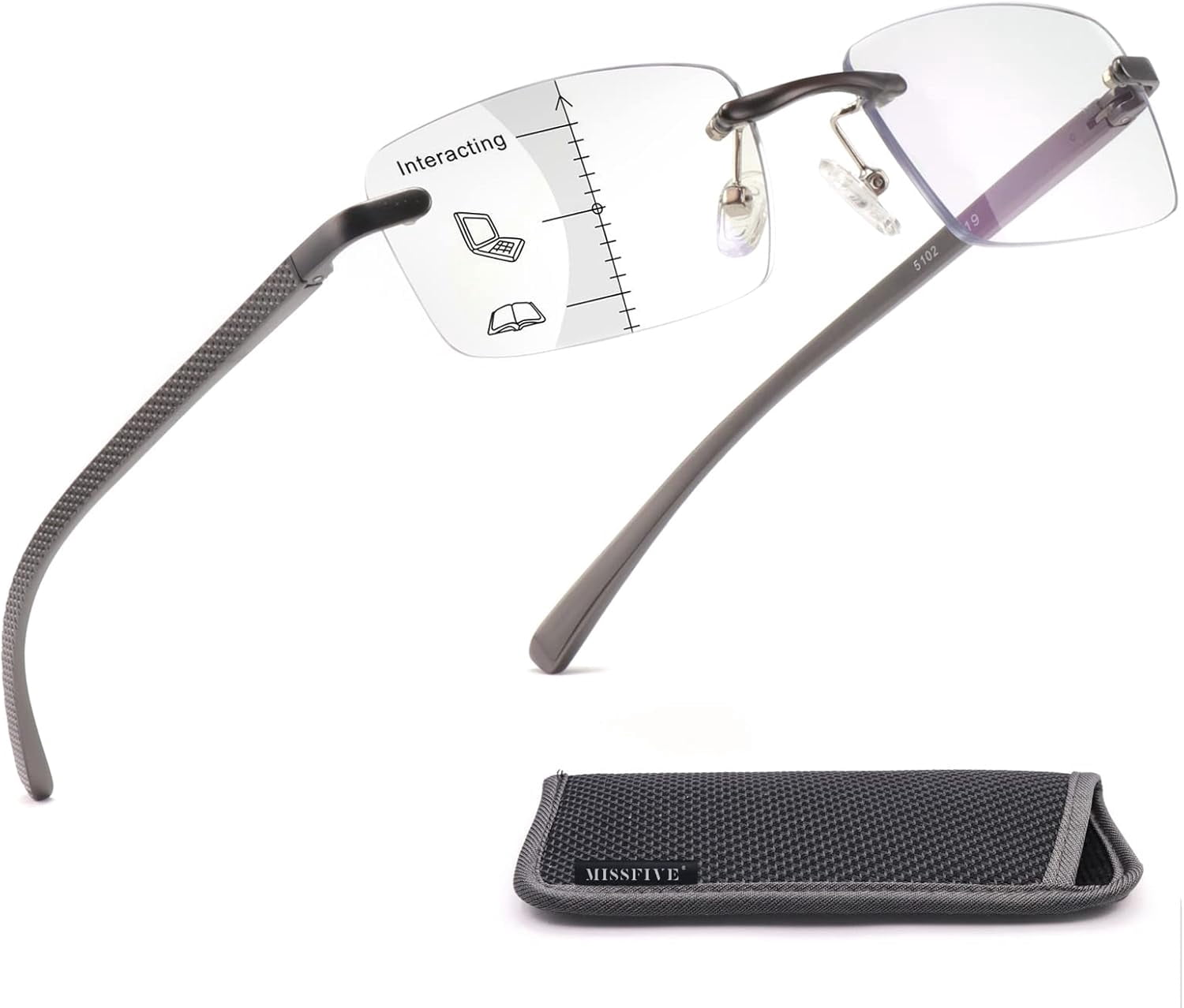 Premium Aluminum Progressive Multifocus Reading Glasses Men Blue Light ...