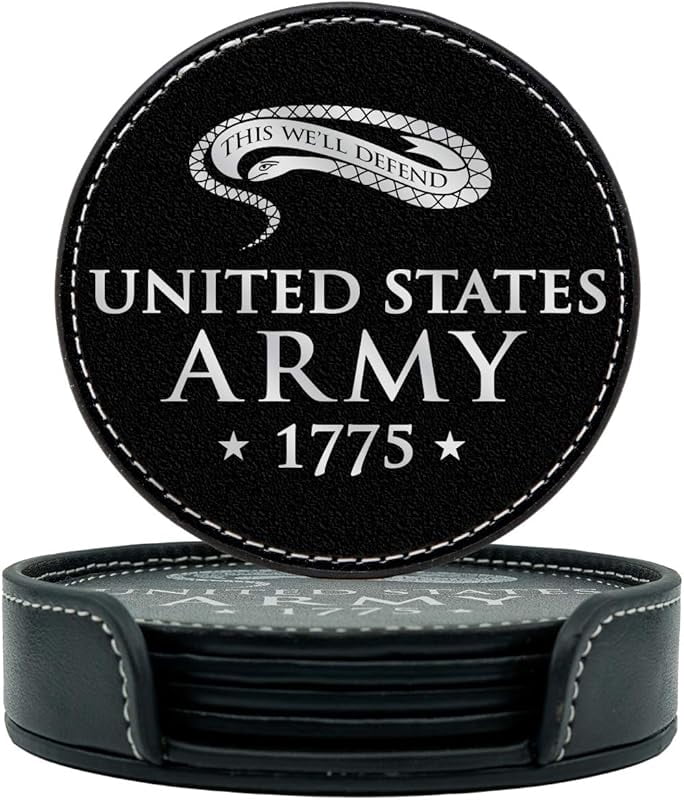 Premium American Flag Leather Coasters Set with Foil Stamped Logo - 4 ...