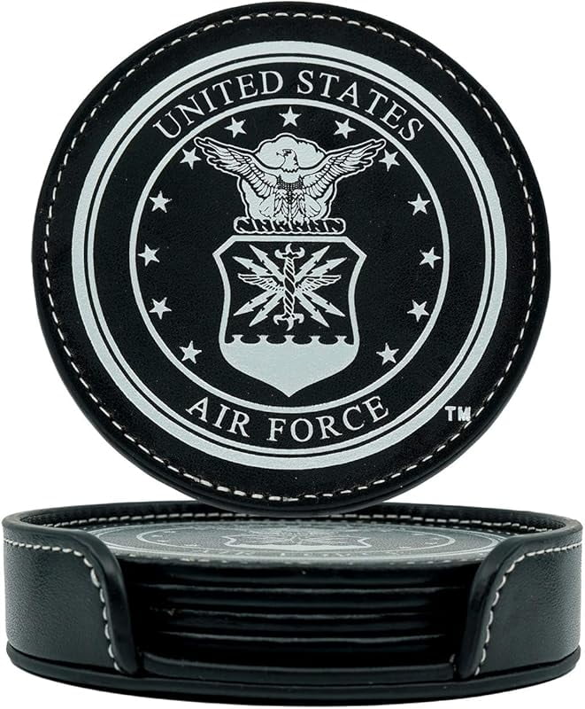 Premium American Flag Leather Coasters Set with Foil Stamped Logo - 4 ...