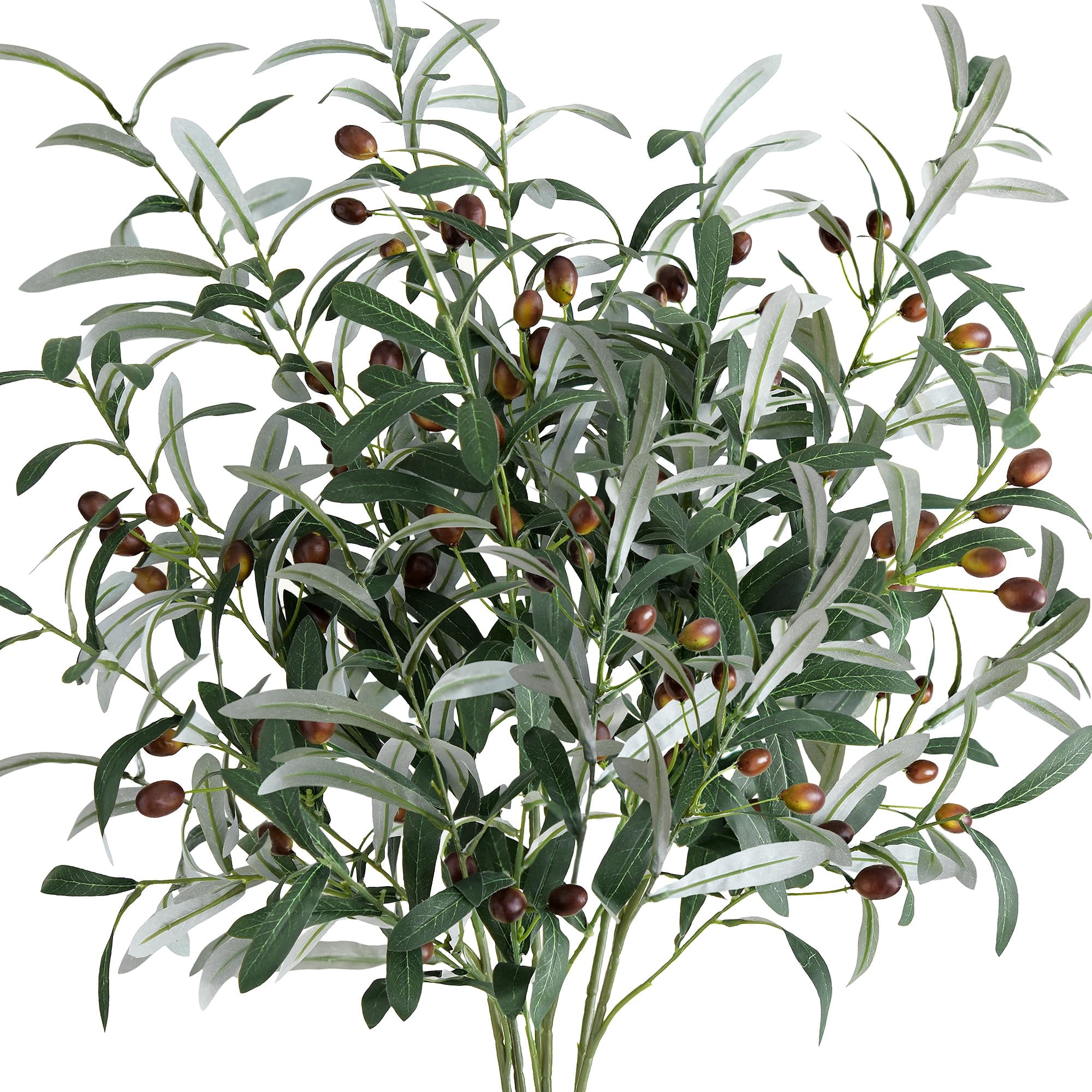 Premium Artificial Olive Leaf Stems with Realistic Olives, 30 Inch Faux ...
