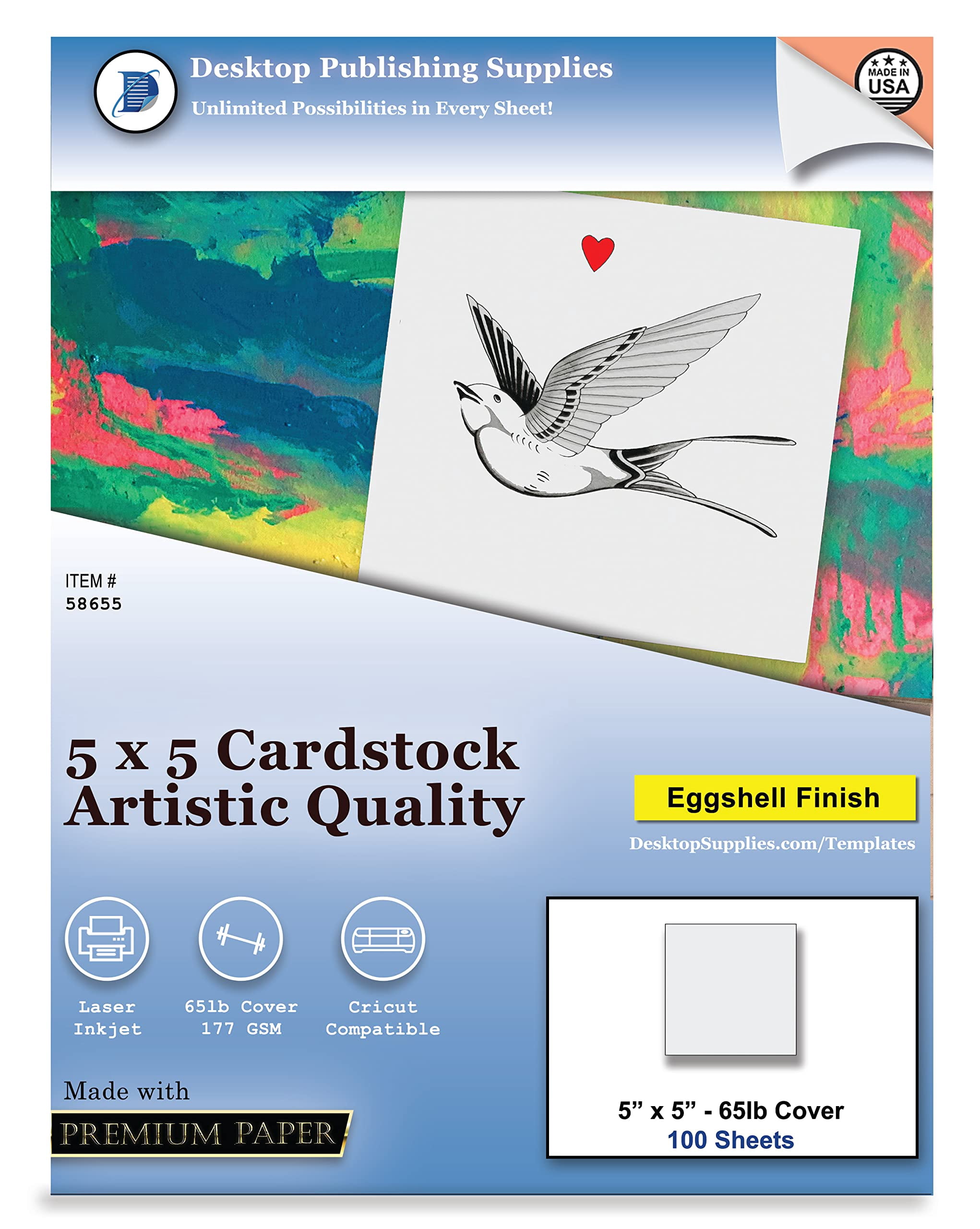 Premium Artist Cardstock Squares EC36 (5 x 5) with a White Eggshell ...