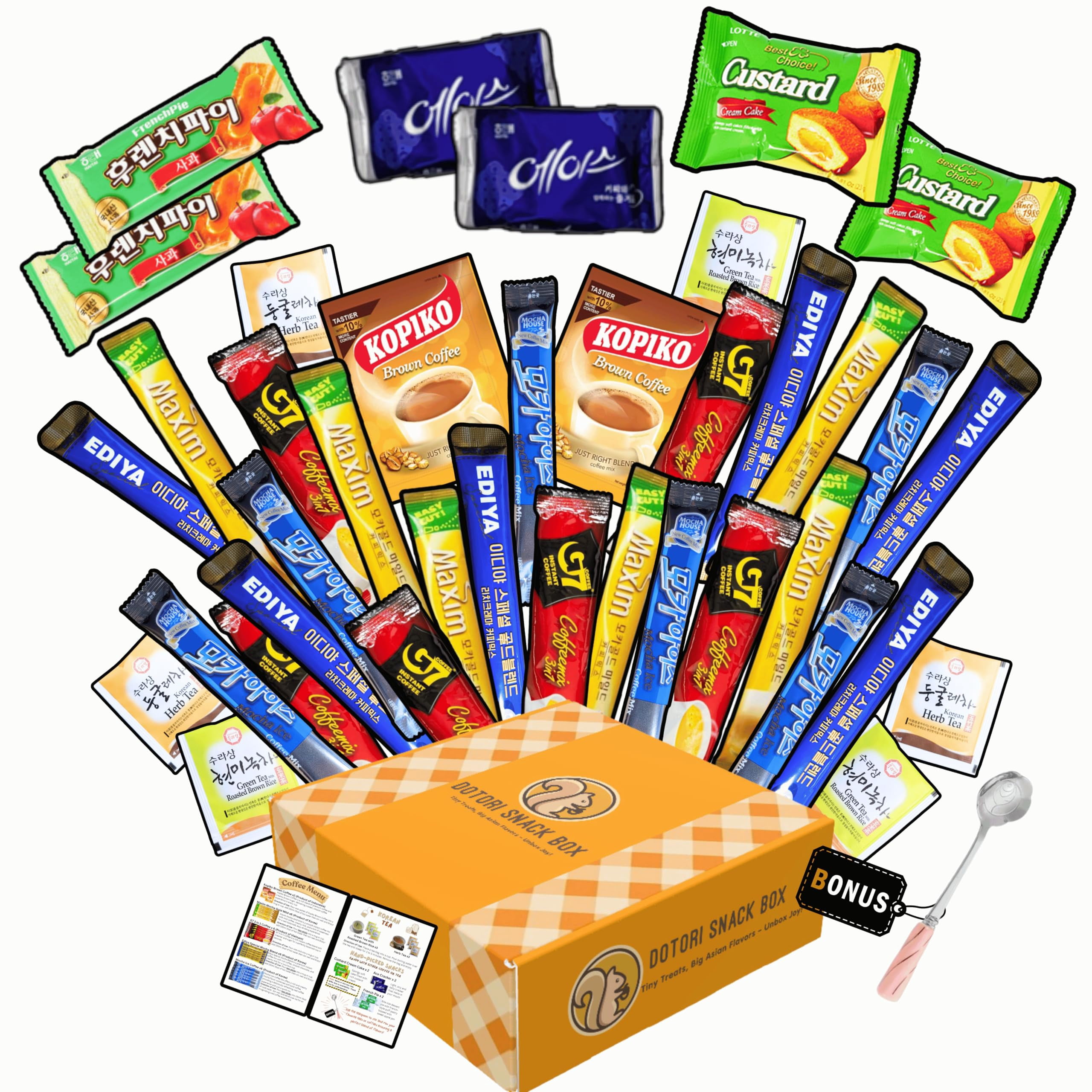 Premium Asian Instant Coffee KEF16 Sampler with Korean Snacks and Tea ...