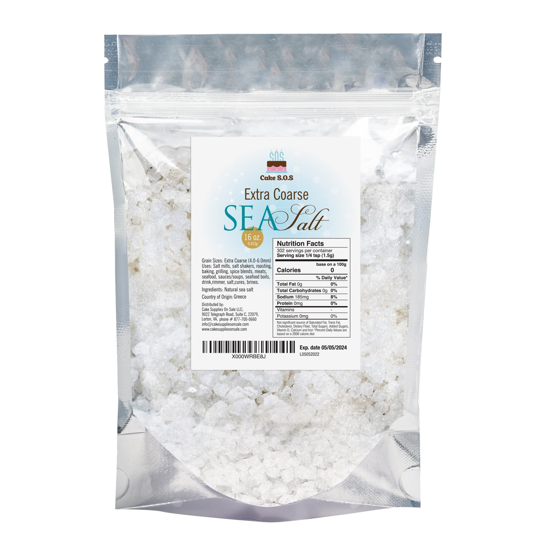 Premium Atlantic Sea Salt, ESF27 Extra Coarse Grain 1 lb. - Walmart.com
