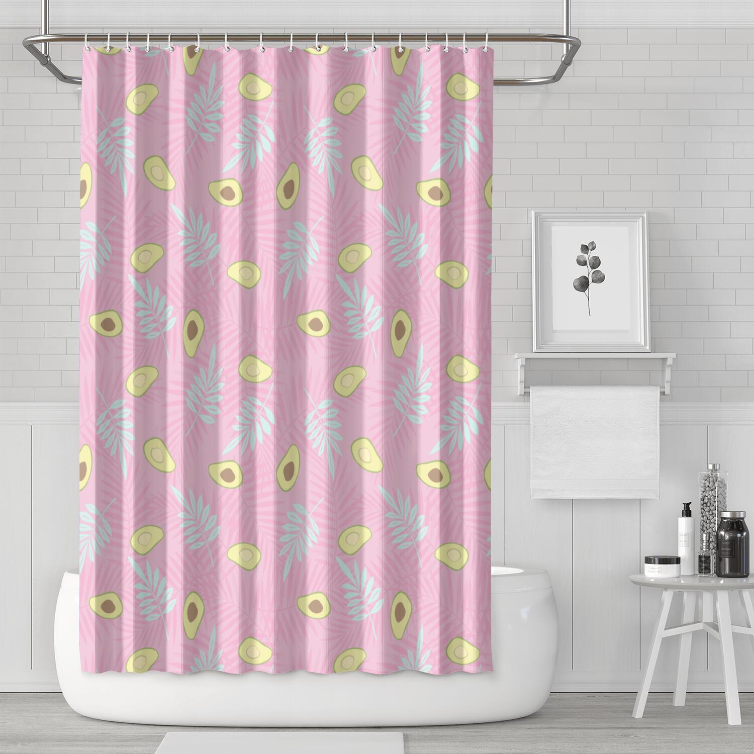 Premium Avocado Shower Curtain Machine Washable Fade-Resistant Fabric ...