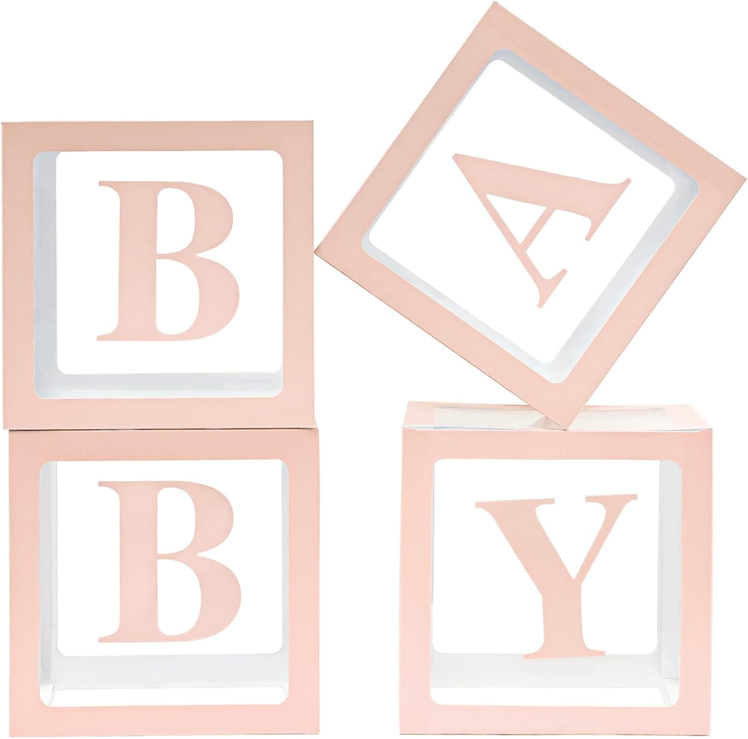 Premium Baby Boxes with Letters for Baby Shower - Pink Clear Block Box ...