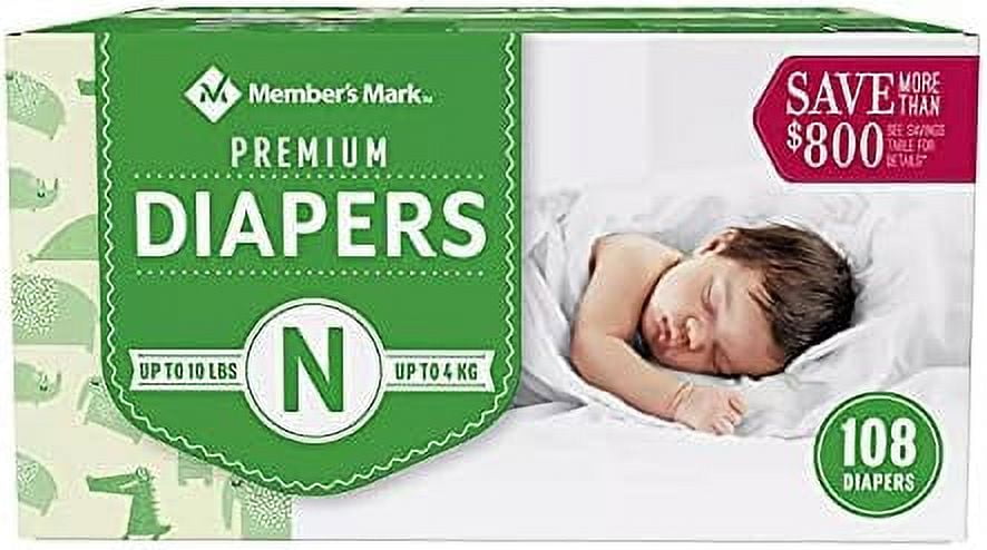 Premium Baby Diapers, Newborn Size 10 Pounds, 108 Count - Walmart.com