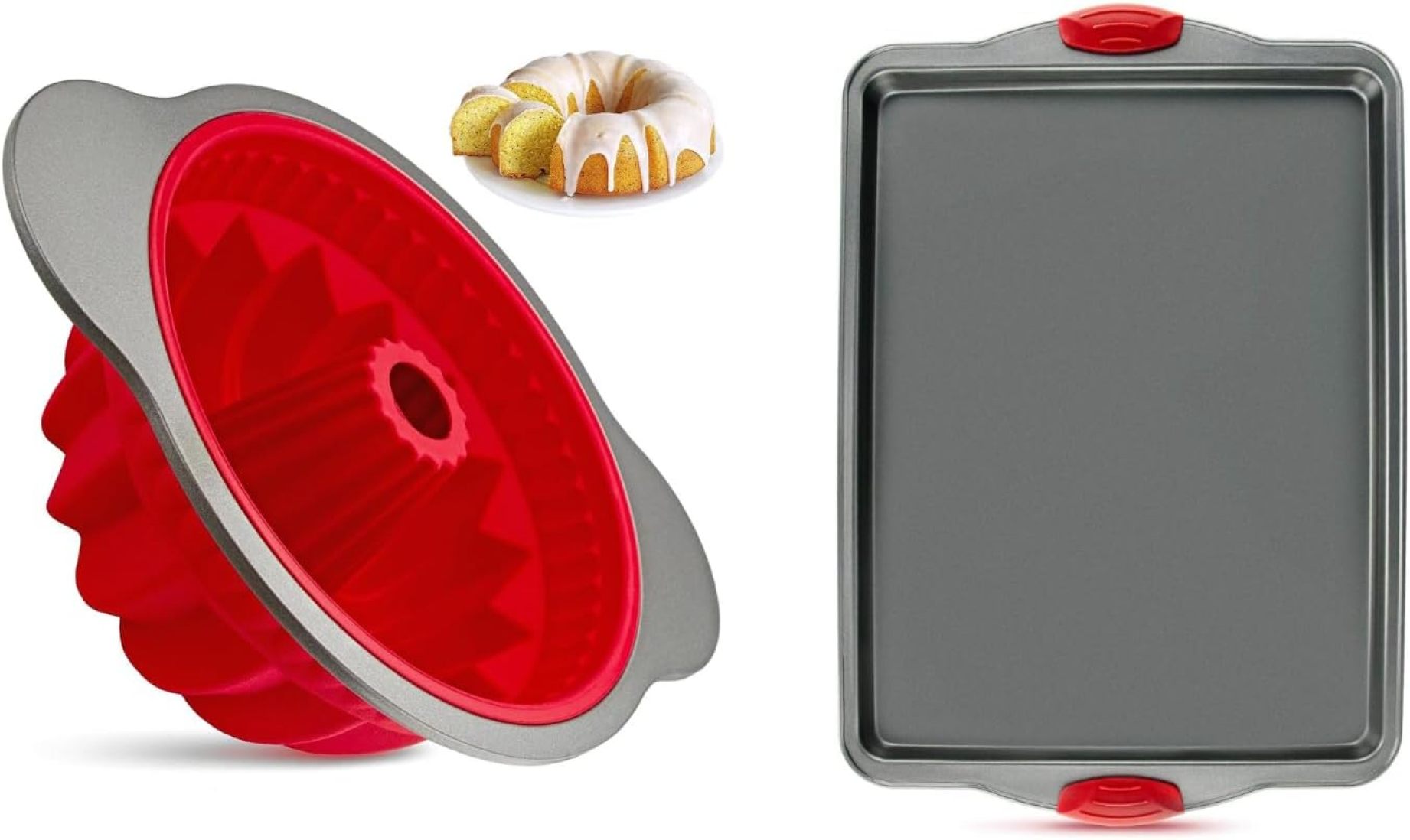 Premium Baking Set: Non-Stick Silicone Pound Cake Pan with Heavy Grade ...