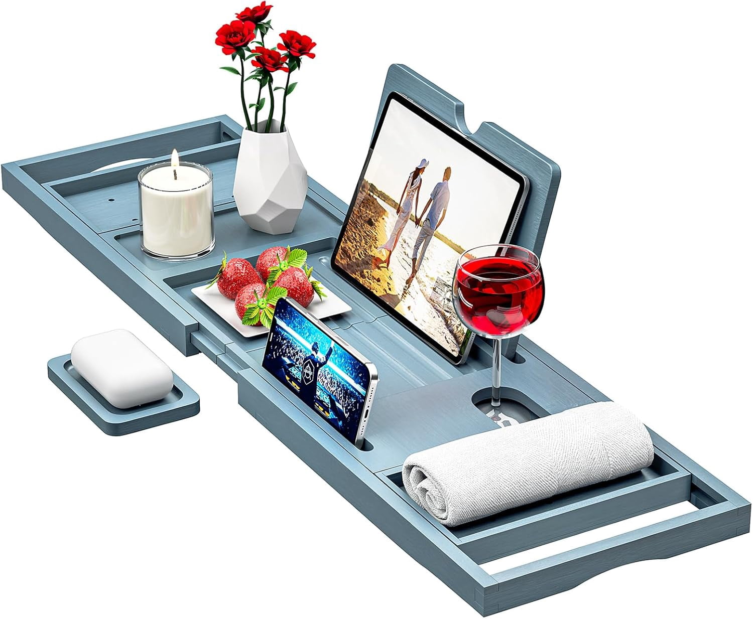 Premium Bamboo Bathtub Tray - Bath Tray - Bath Tub Tray Table for ...