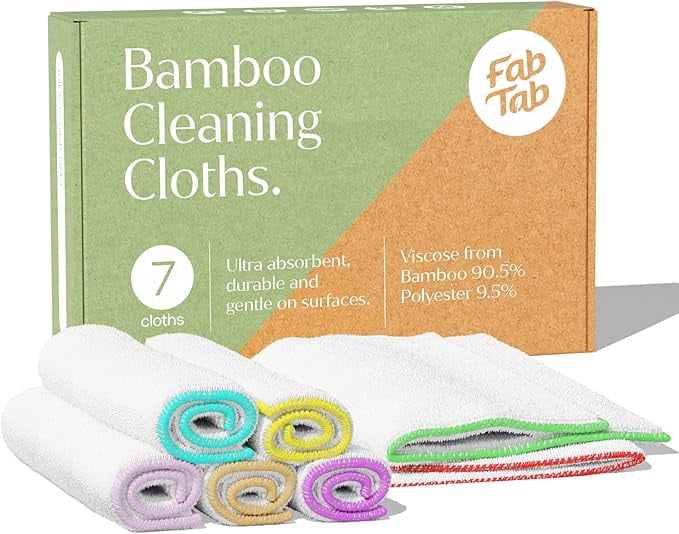 Premium Bamboo Cleaning Dish Cloths - 7 Pack | Reusable & Hygenic Ultra ...