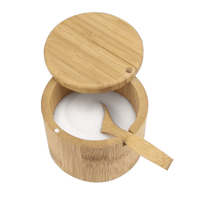 Premium Bamboo Salt Container, Salt Cellar with Magnetic Swivel Lid ...