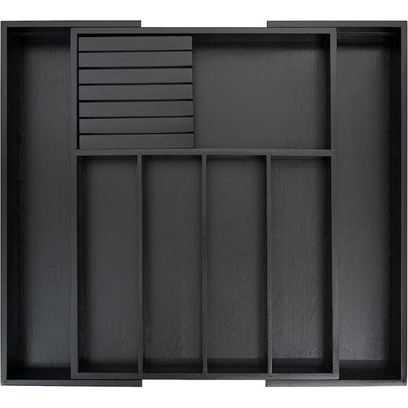 Premium Bamboo Silverware Drawer Organizer Kitchen, Expandable Utensil ...