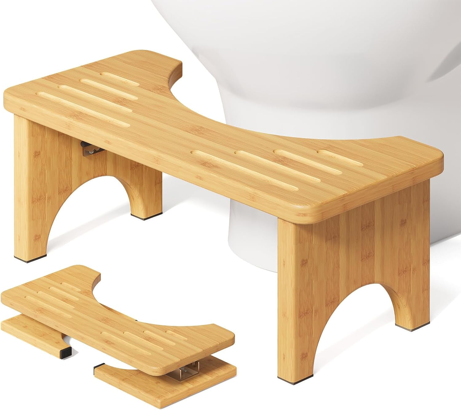 Premium Bamboo Squat Stool for Adults, Foldable 7 Inch Toilet Foot Rest ...