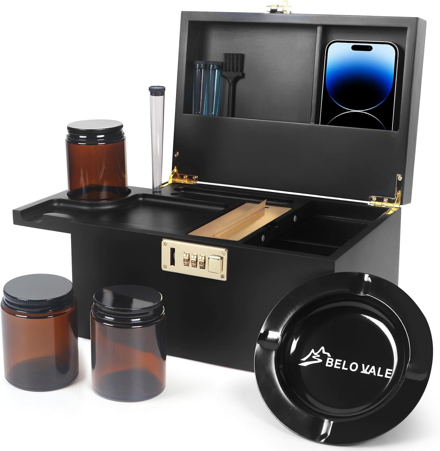 Premium Bamboo Storage Box, Upgraded Piano Coating Surface Decorative ...