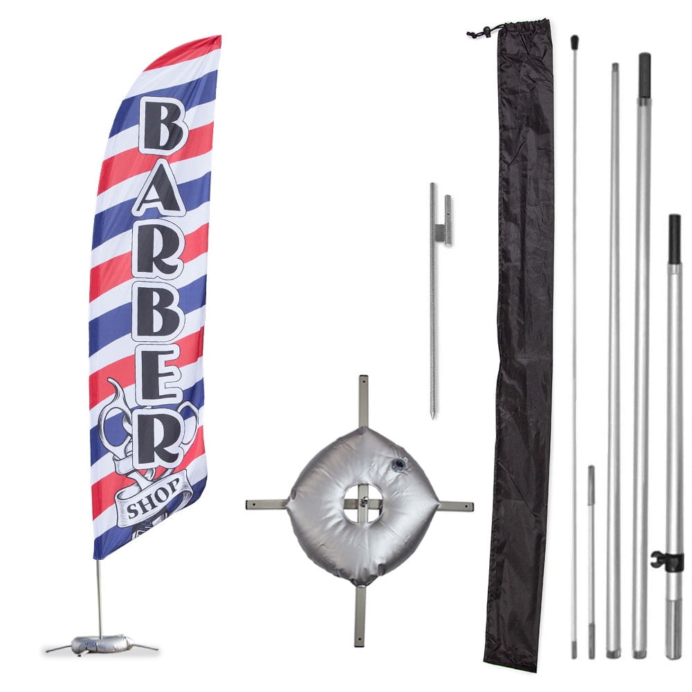 Premium Barber Shop Feather Flag Kit - Includes 13ft Sectional Aviation ...