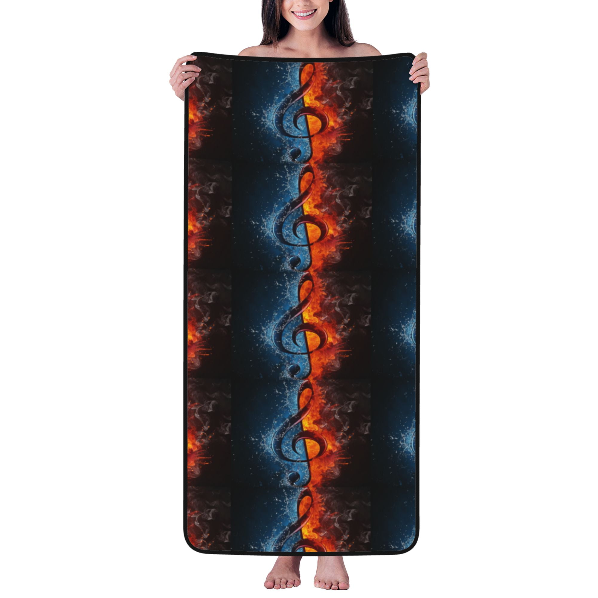 Premium Bath Towel Burning Music Note Illustration Of The Treble Clef ...