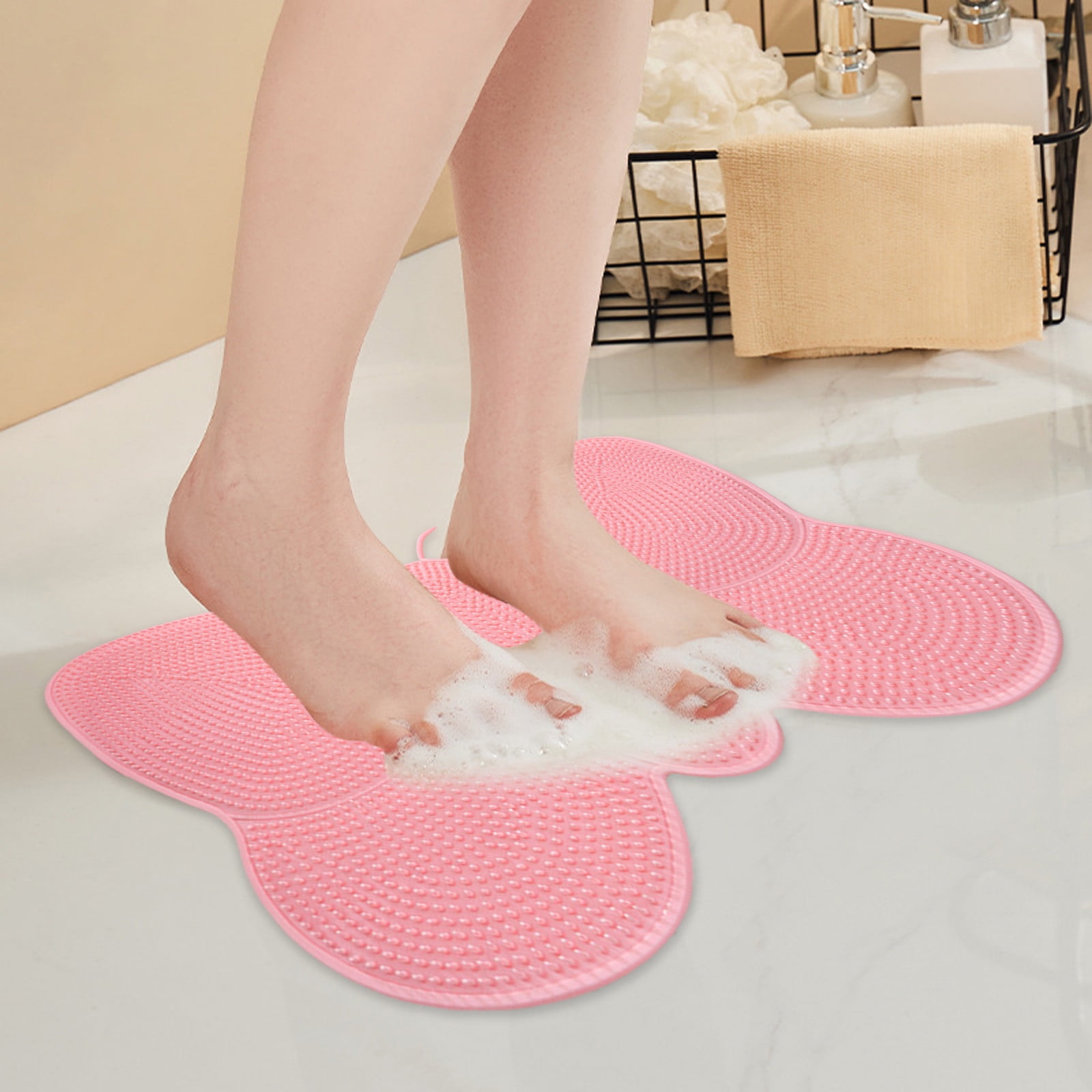 XYAIYT Premium Bathroom Foot Scrubbing Mat with Suction Mount Long ...