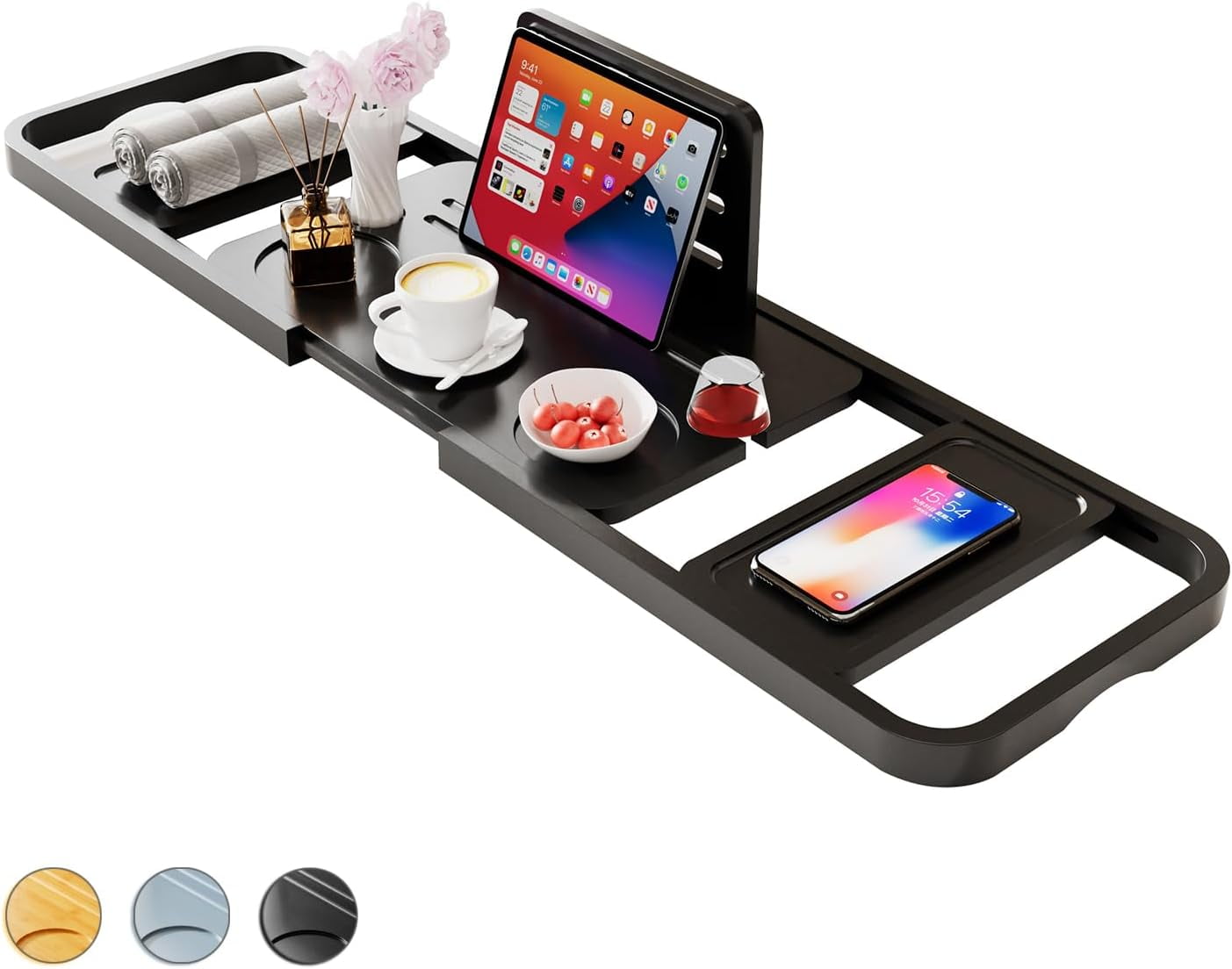 Premium Bathtub Tray Caddy - Expandable Bath Caddy Tray - Adjustable ...