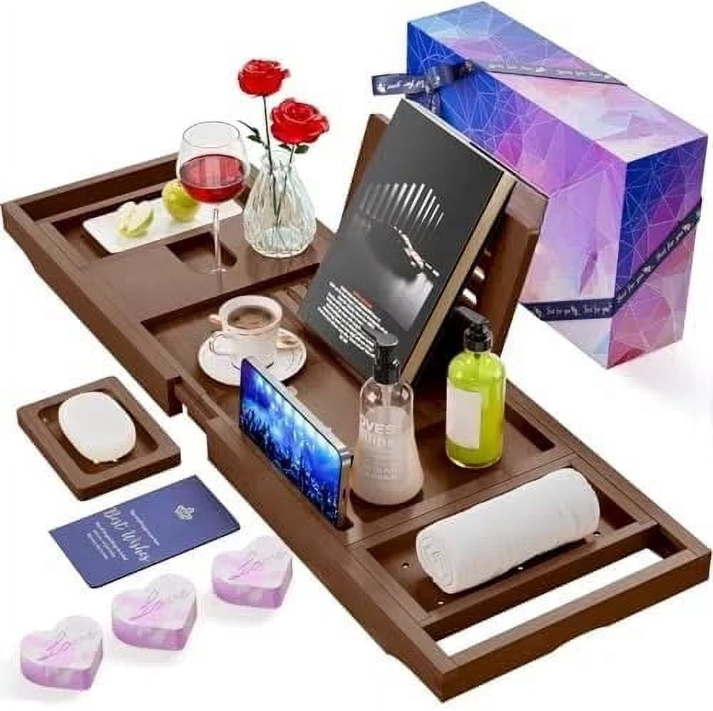 Premium Bathtub Tray Caddy, Expandable Bath Tray, Unique House Warming ...