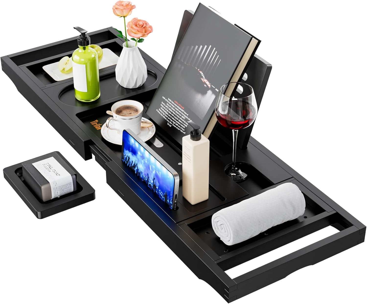 Premium Bathtub Tray Caddy - Expandable Bath Tray - Unique House ...