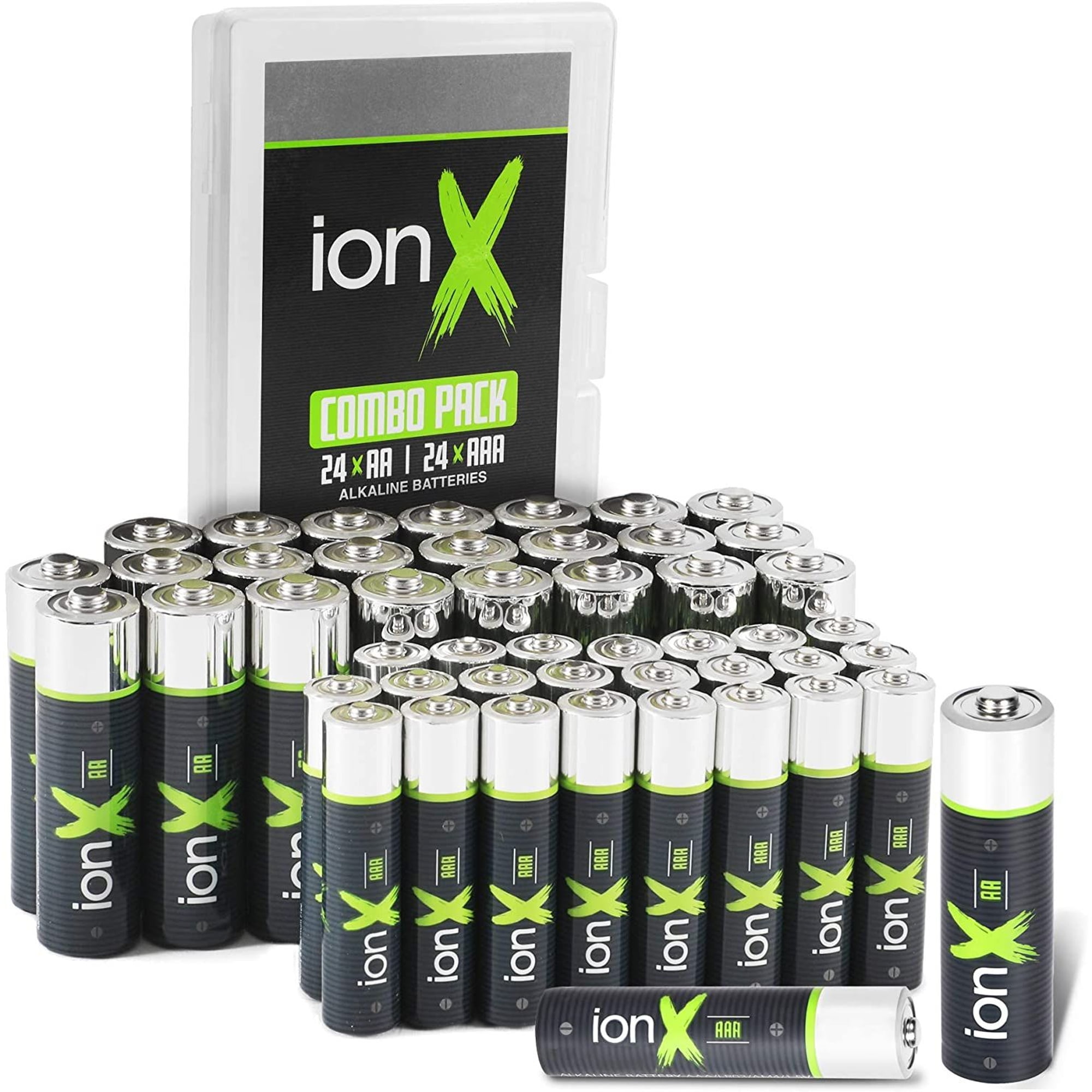 IonX Premium Batteries - 24 AA & 24 AAA, Long Life, High Power, 1.5V ...