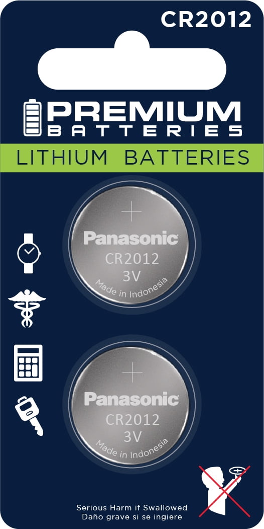 Premium Batteries Panasonic CR2012 3V Child Safe Lithium Coin Cell, 2 ...